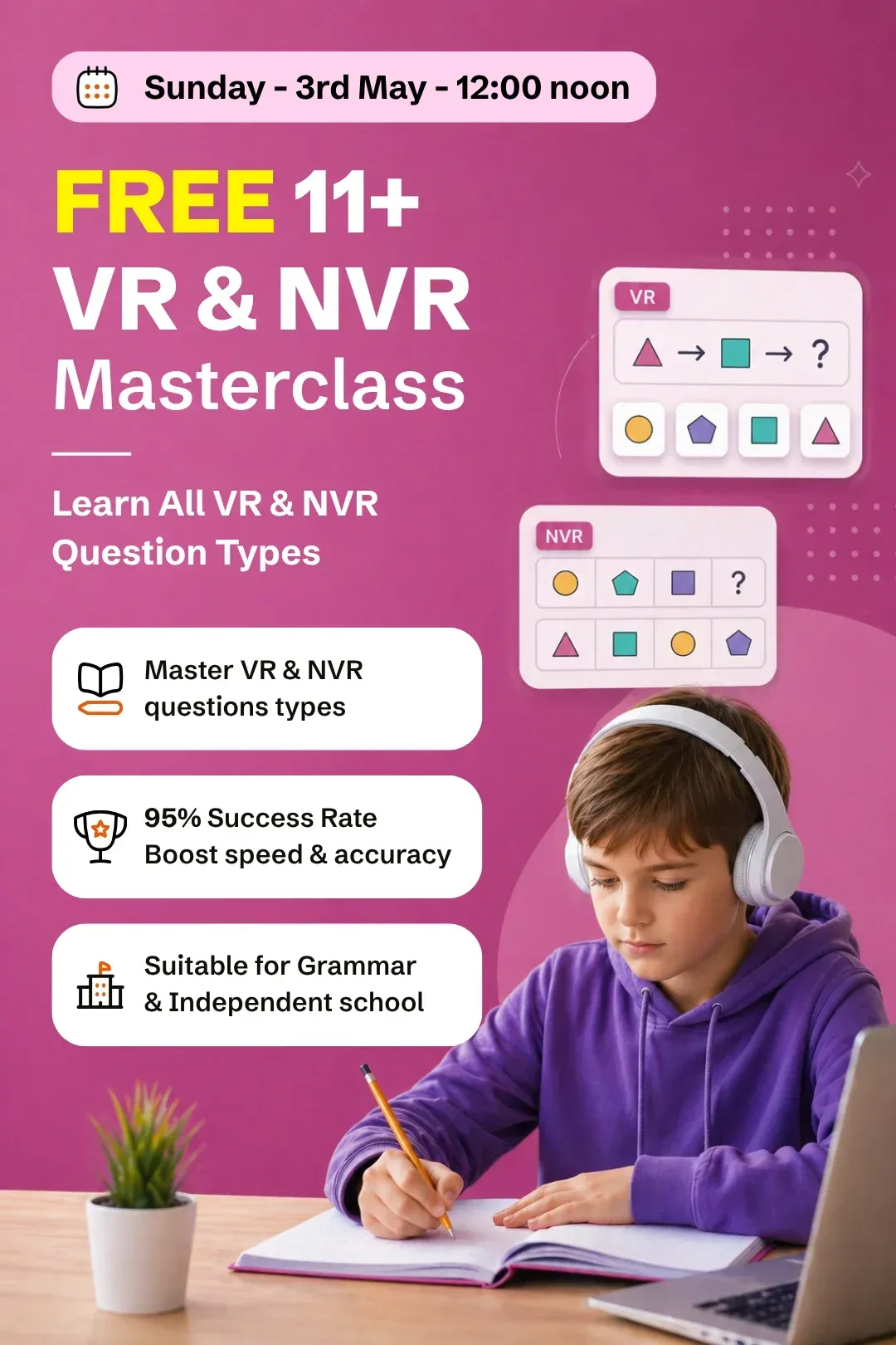 FREE 11+ VR & NVR Masterclass – Master All Grammar School Question Types