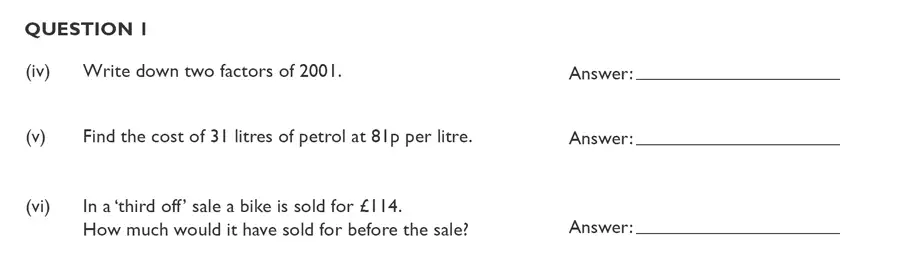 King's College School 13 Plus (13+) Maths Sample Paper 2020 Answers